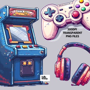 Retro Pixel Gaming Clipart Pack, Teen Gamer Clip Art for Commercial Use ...