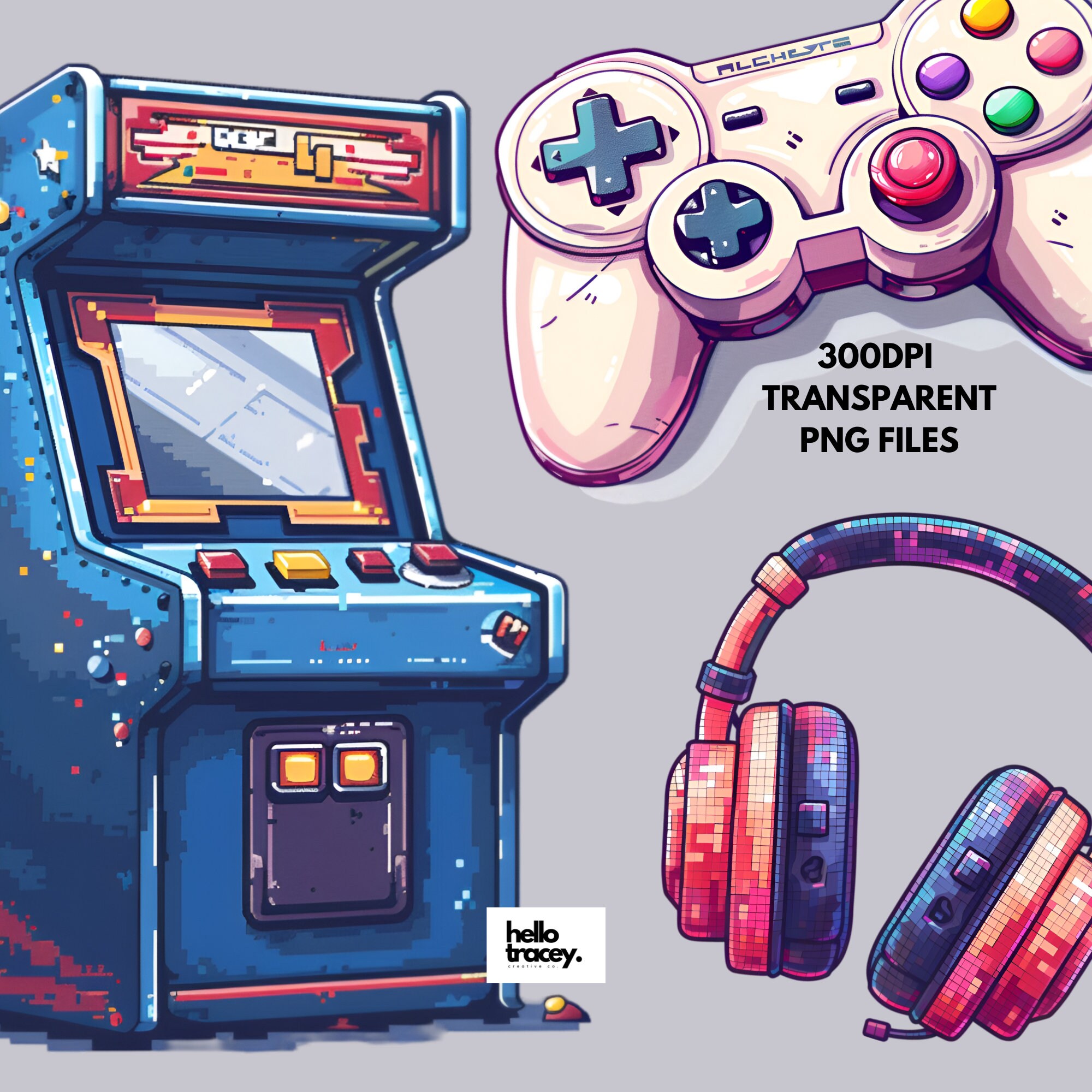 Retro Pixel Gaming Clipart Pack, Teen Gamer Clip Art for Commercial Use ...