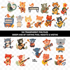 Animals Playing Musical Instruments Clipart Pack, Cute Animal Music ...