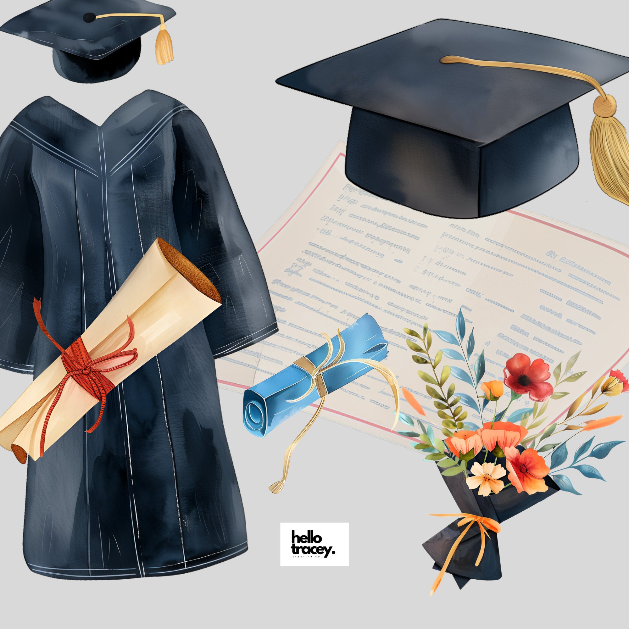 Graduation Student Clipart Pack, Watercolor Clip Art for Personal or ...