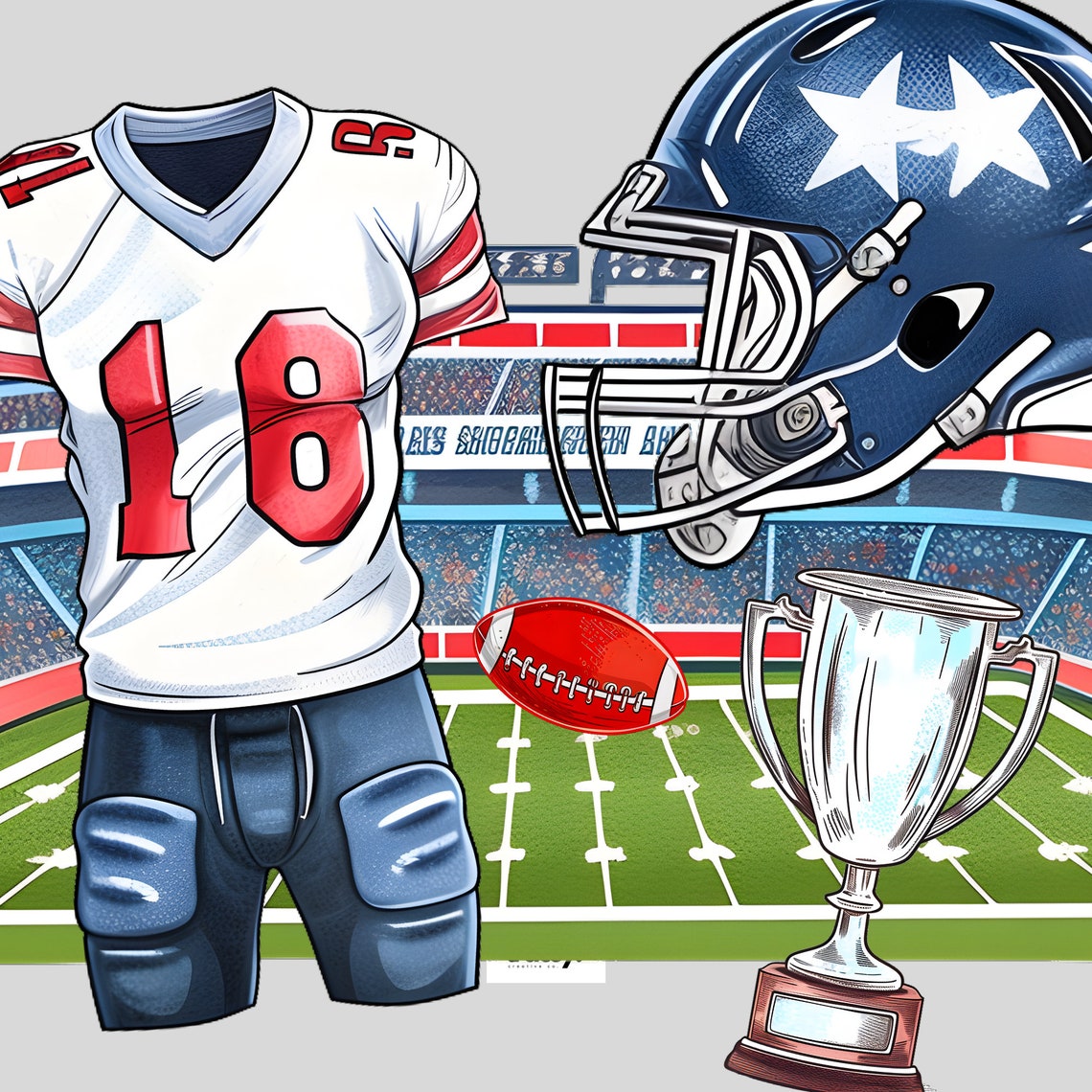 American Football Clipart Pack, Watercolor Clip Art for Personal or ...