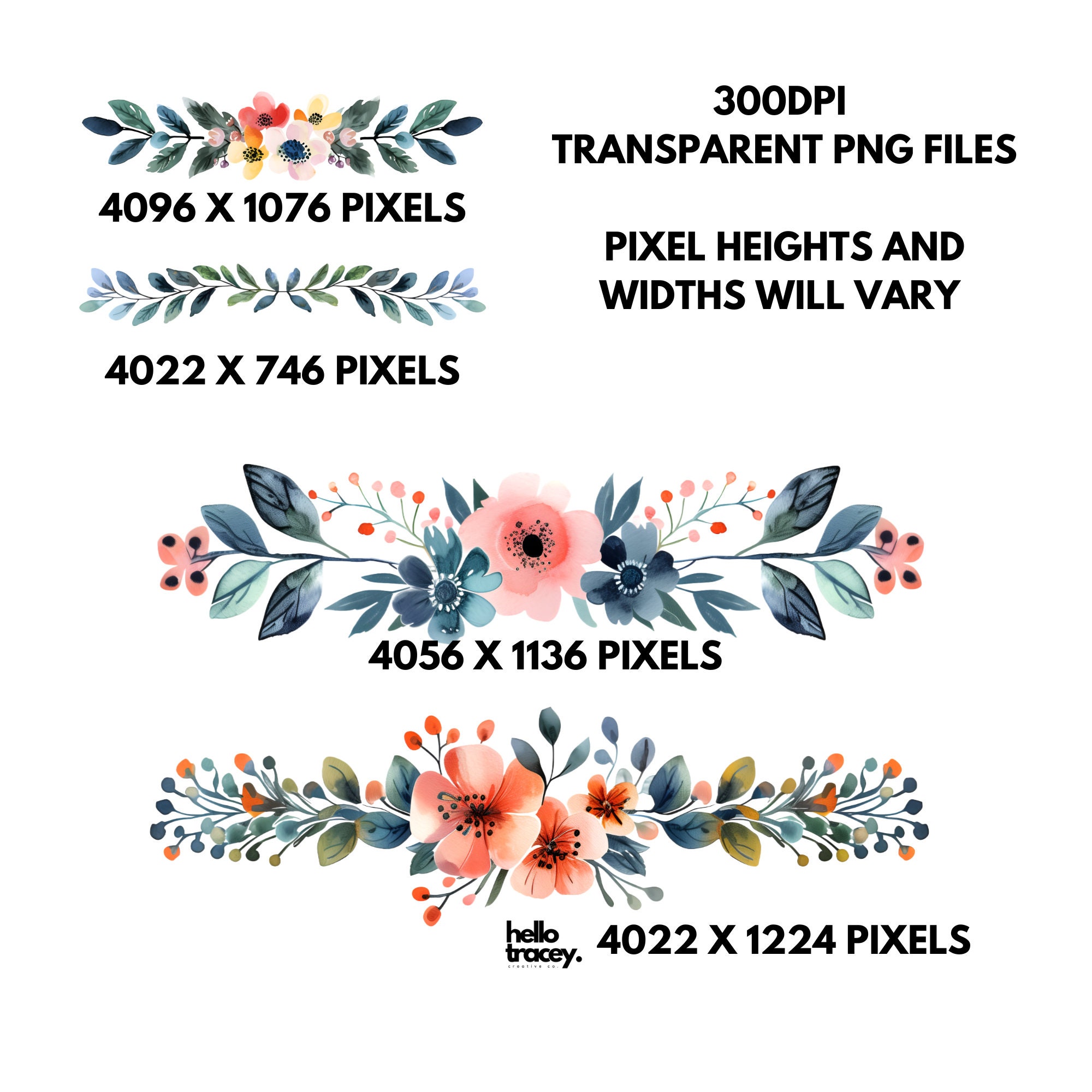Horizontal Floral Borders Watercolor PNG Clipart, Flower Border Lines ...