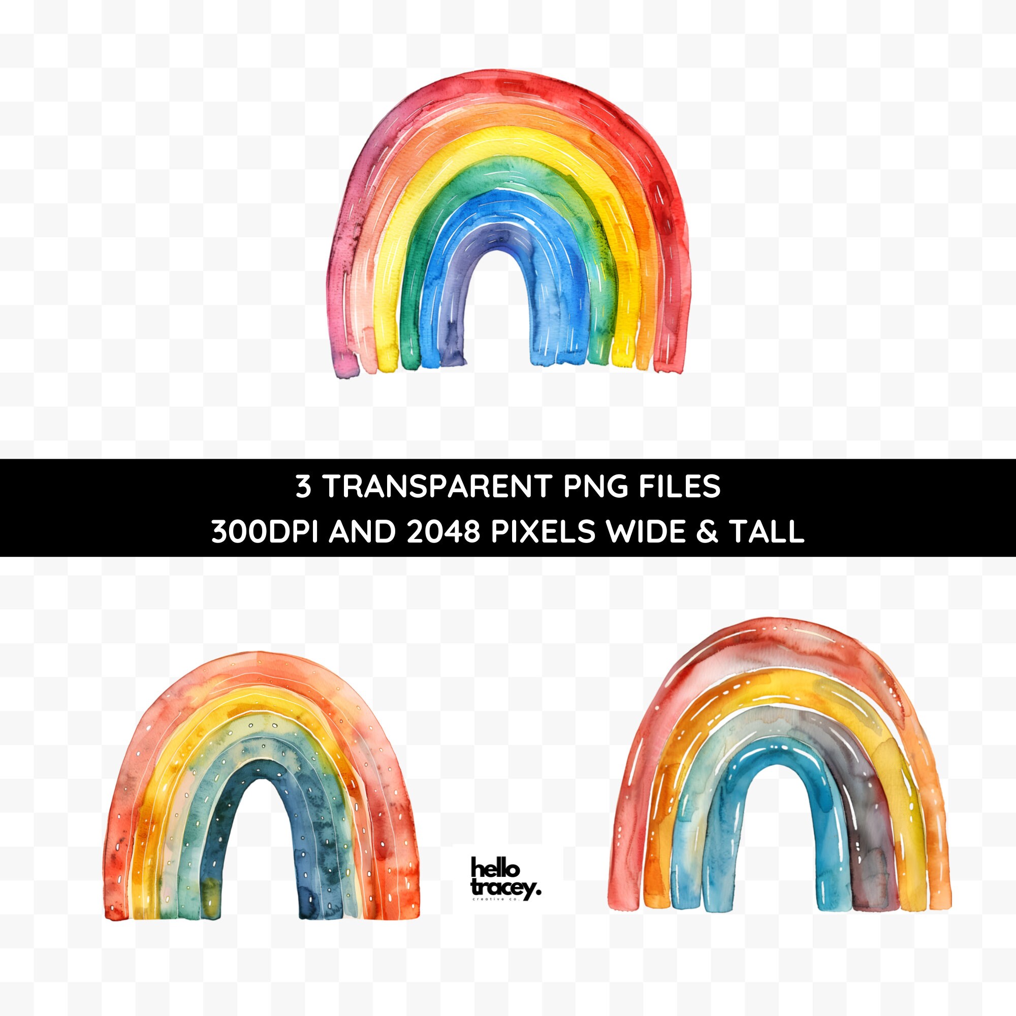 Watercolor Rainbow Clip Art for Personal or Commercial Use, Transparent ...