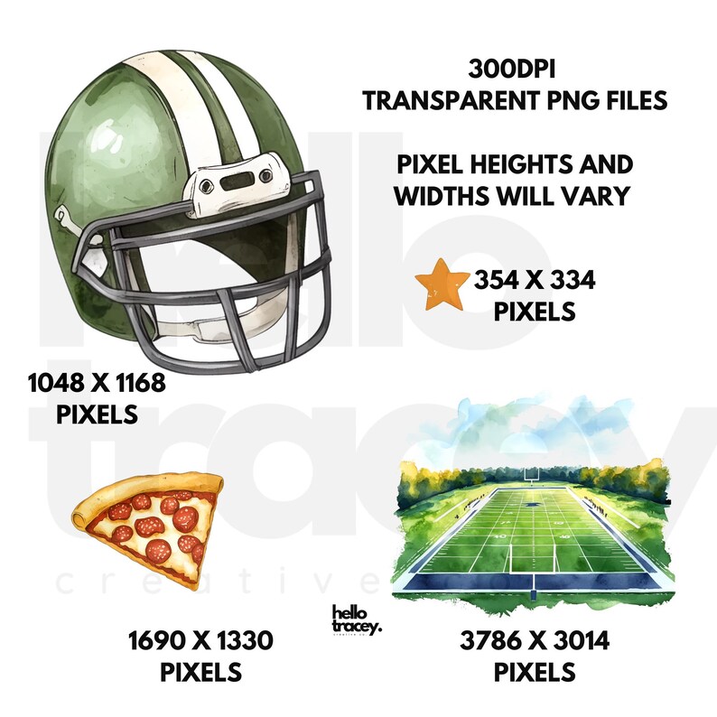 American Football Party Clipart Pack, Watercolor Clip Art, Transparent ...