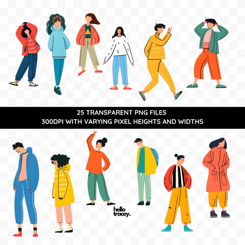Abstract Quirky People PNG Clip Art Elements Pack ONE, Transparent PNG ...