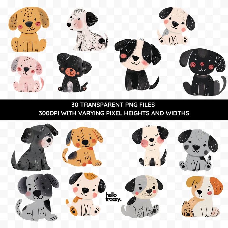 Cute Puppies & Kittens Clipart PNG Pack, Dog and Cat Clip Art for ...