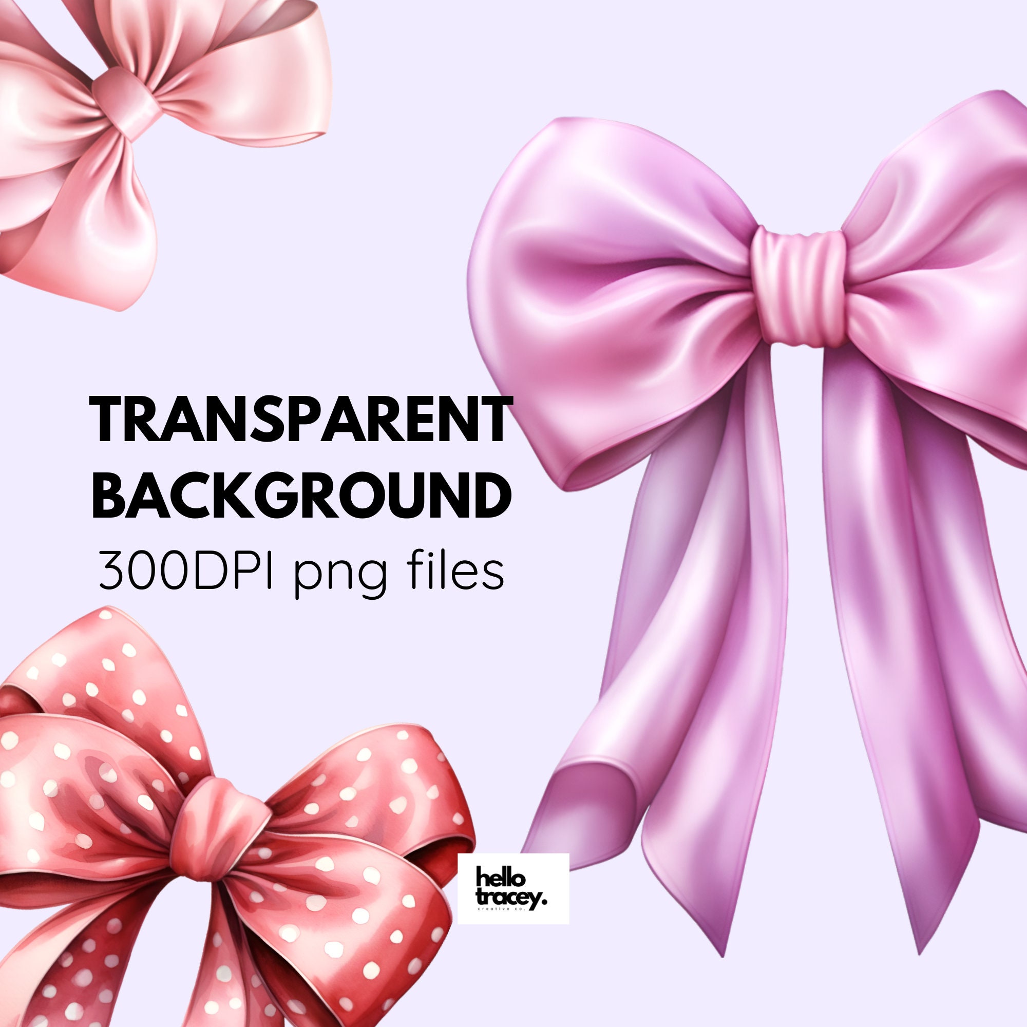 Pink & Purple Ribbon Bows Clipart Pack, Clip Art for Commercial Use ...