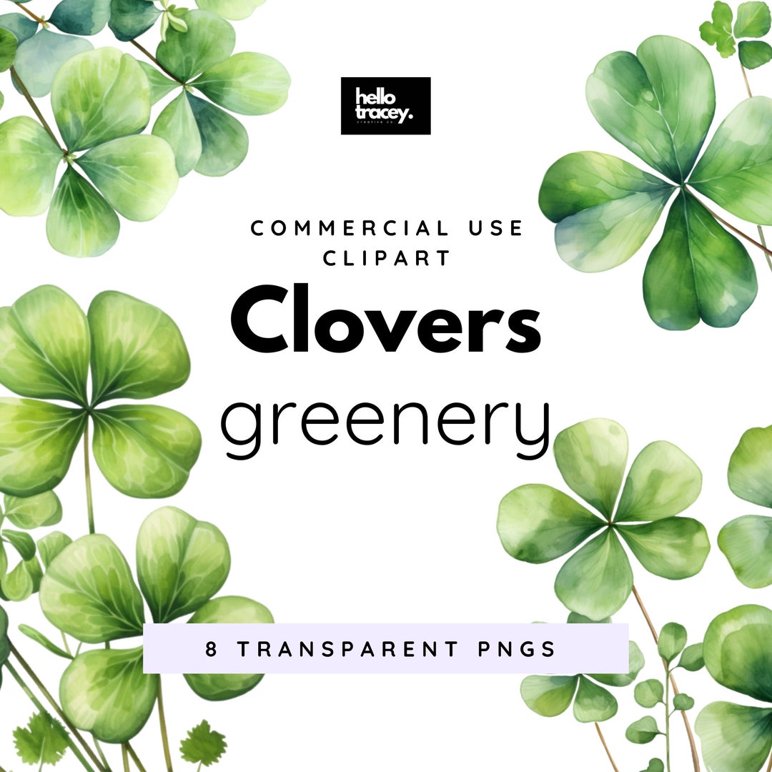 Clover Leaves Watercolor PNG Clipart, Four Leaf Clovers Transparent ...