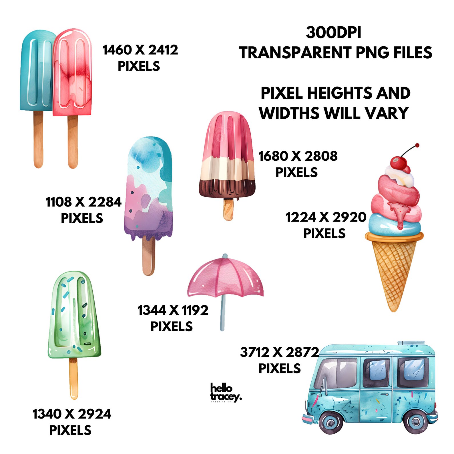 Icecream & Popsicles Watercolor PNG Clipart, Ice Cream Cones Iceblocks ...