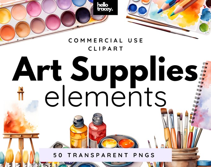 Watercolor Art Supplies Clip Art PNG, Craft Artist Clip Art, Clip Art ...