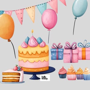 Sweet Pastel Birthday Party PNG Clipart, Watercolor Party Cakes ...