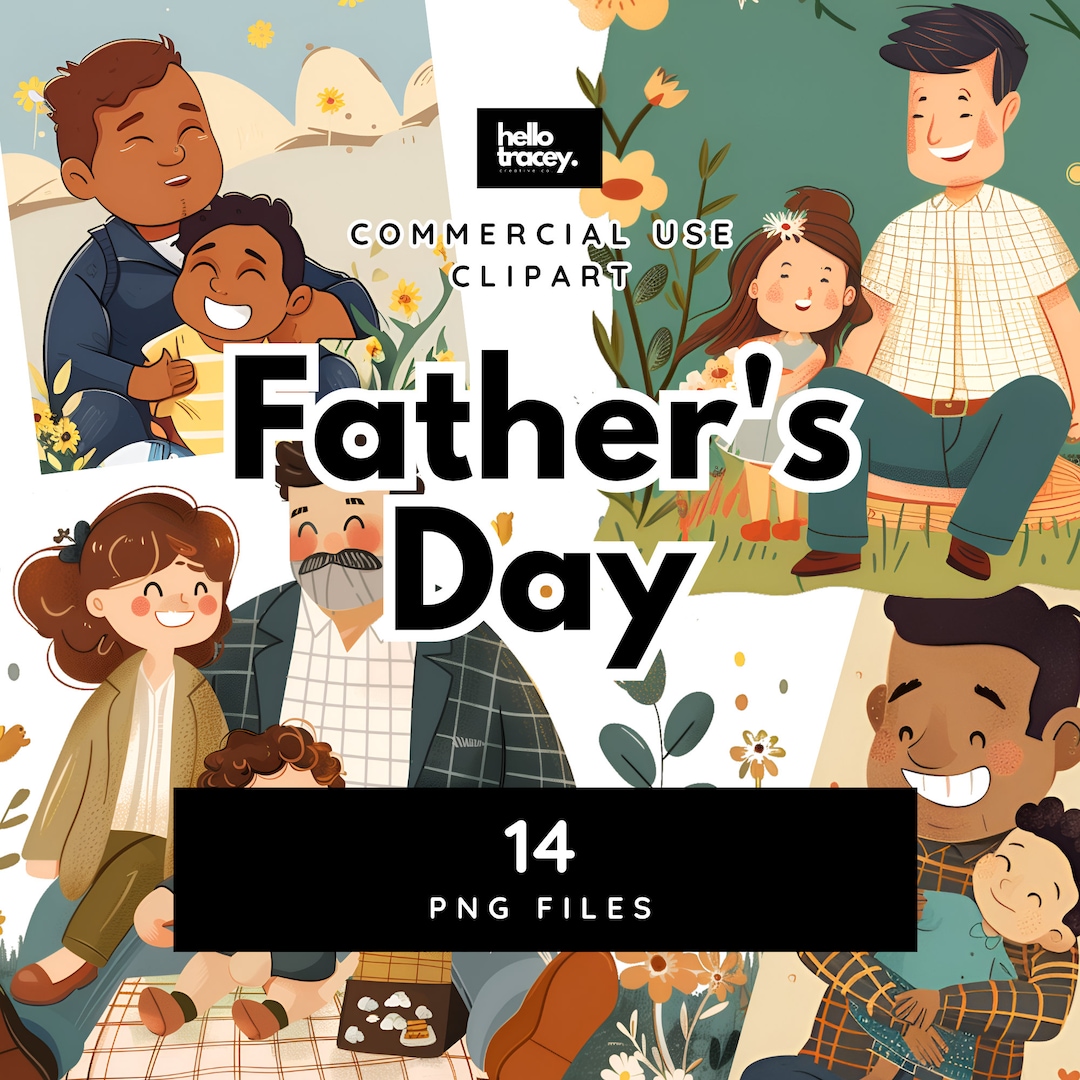 Father's Day PNG Clipart Pack, Dad Daddy Kid Daughter Son Baby Fathers ...