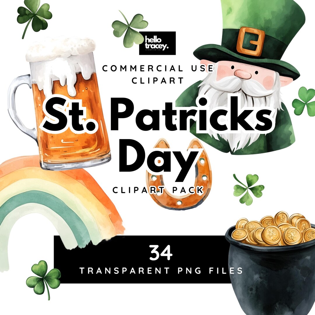 St Patrick's Day Watercolor Clip Art for Personal or Commercial Use ...