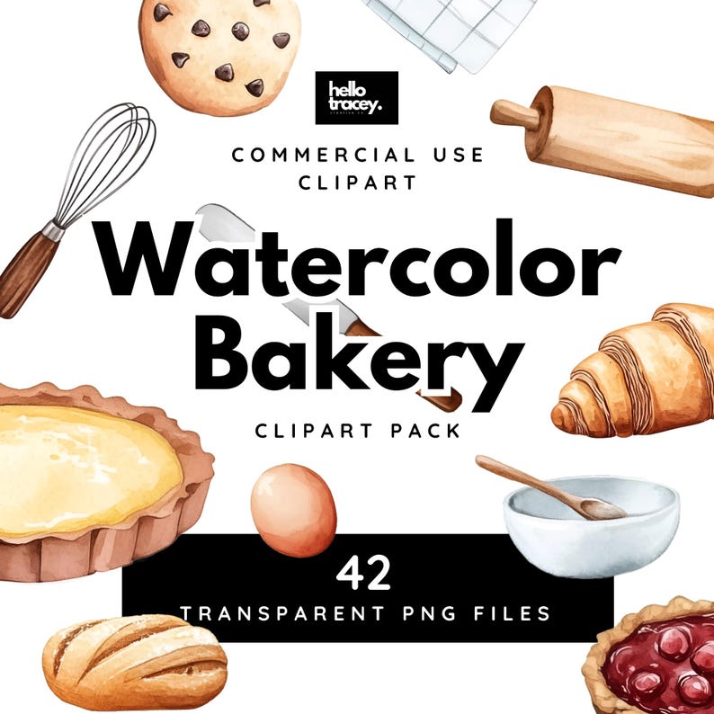 Watercolor Bakery PNG Clipart, Watercolor Baked Goods Kitchen Croissant ...