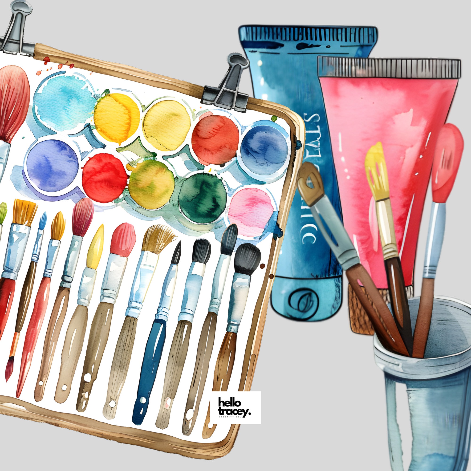 Artist Supplies Clipart PNG, Art Painting Palette Paint Brush Clip Art ...