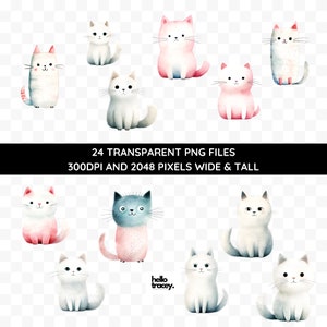 Cute Cats Clipart Pack, Clip Art for Commercial Use, Transparent Pngs ...