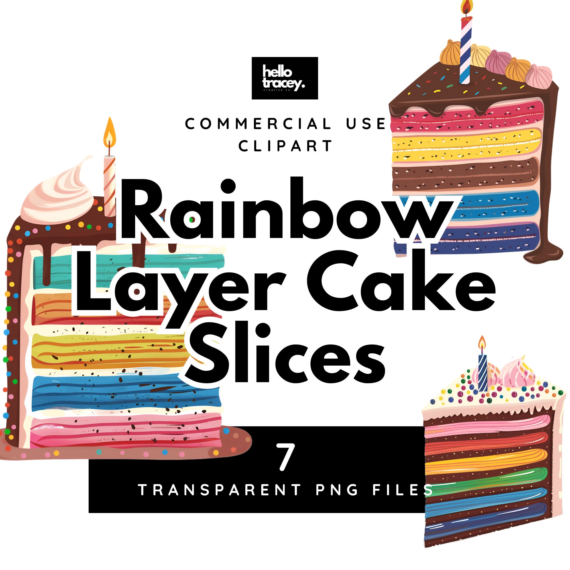 Rainbow Layer Cake Clipart Pack, Clip Art for Commercial Use ...