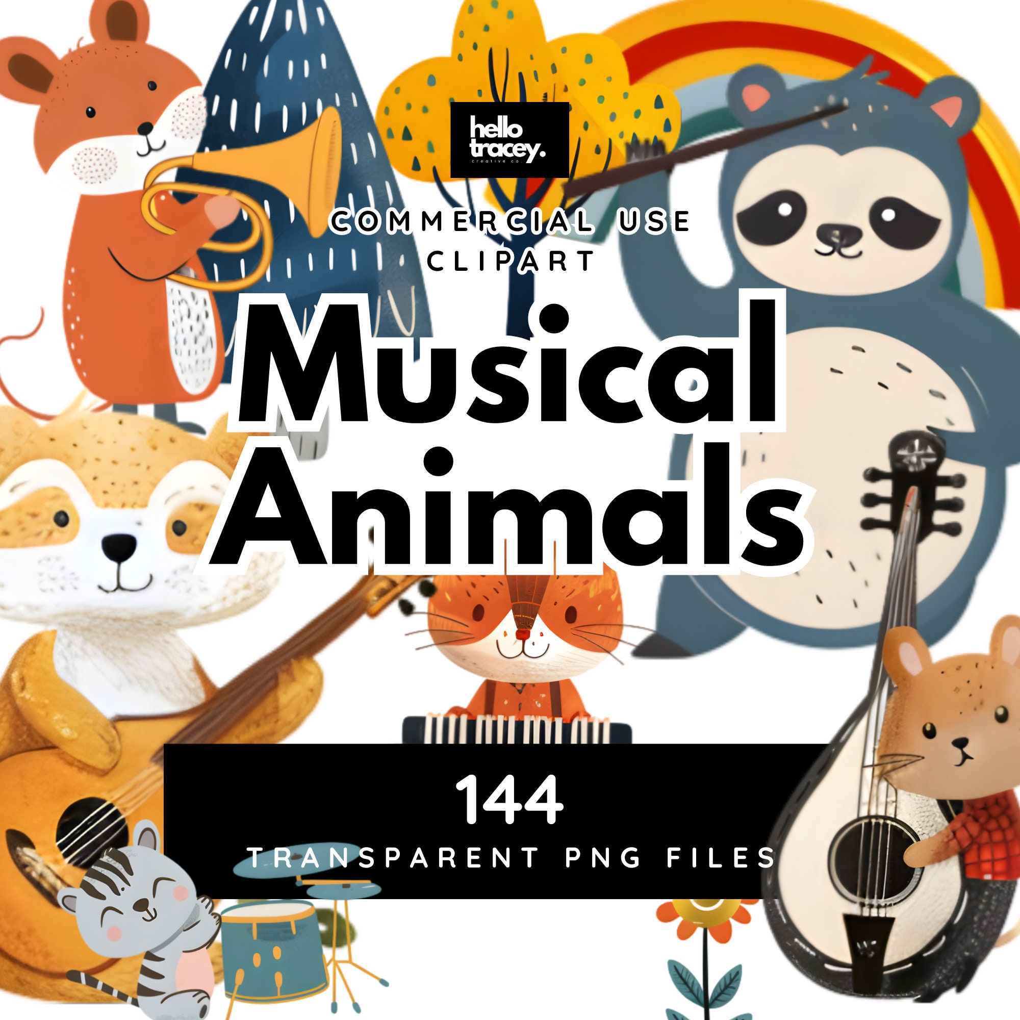 Animals Playing Musical Instruments Clipart Pack, Cute Animal Music ...