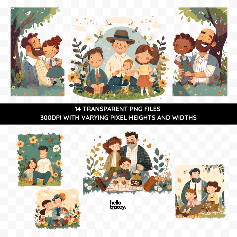 Father's Day PNG Clipart Pack, Dad Daddy Kid Daughter Son Baby Fathers ...