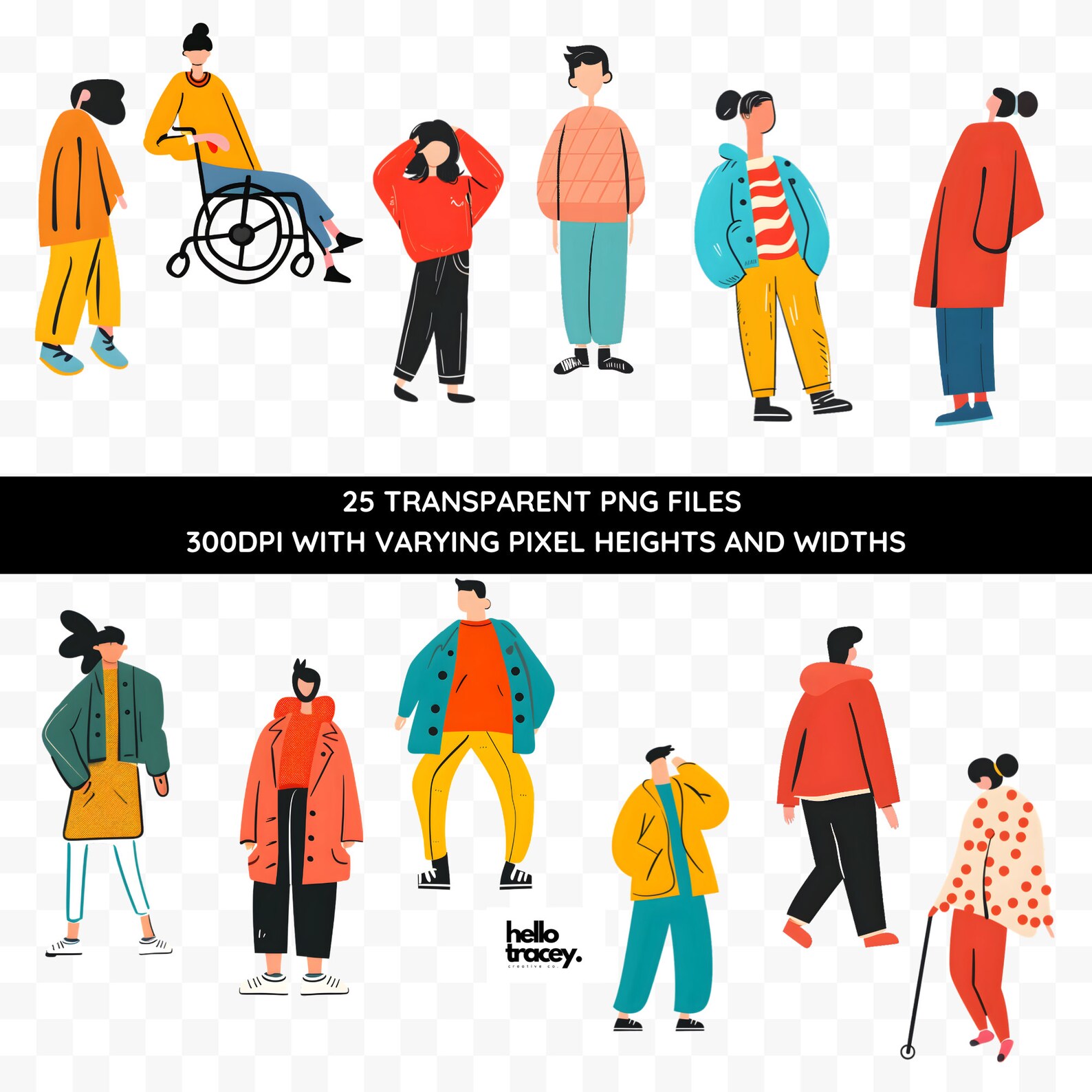 Abstract Quirky People PNG Clip Art Elements Pack TWO, Transparent PNG ...