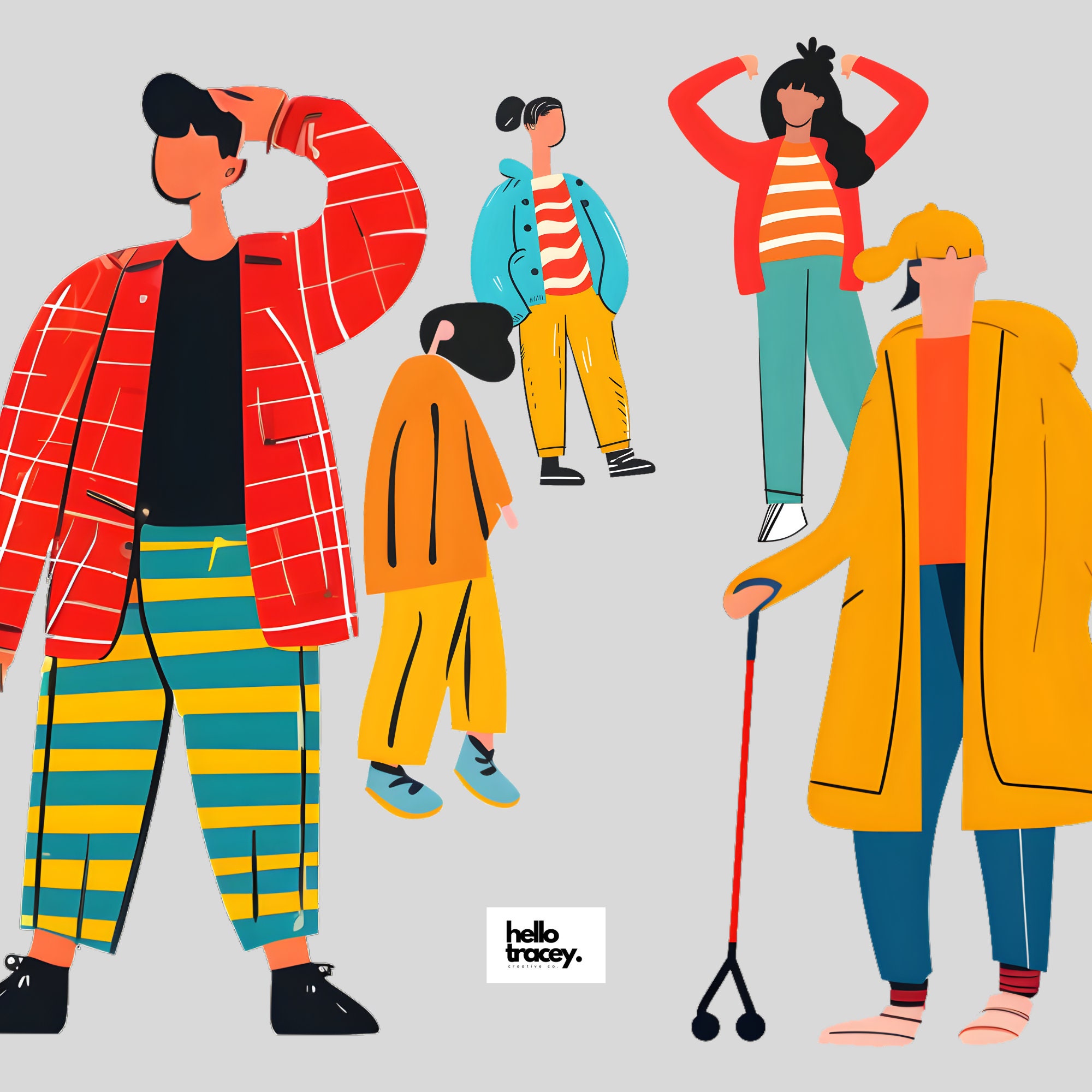 Abstract Quirky People PNG Clip Art Elements Pack TWO, Transparent PNG ...