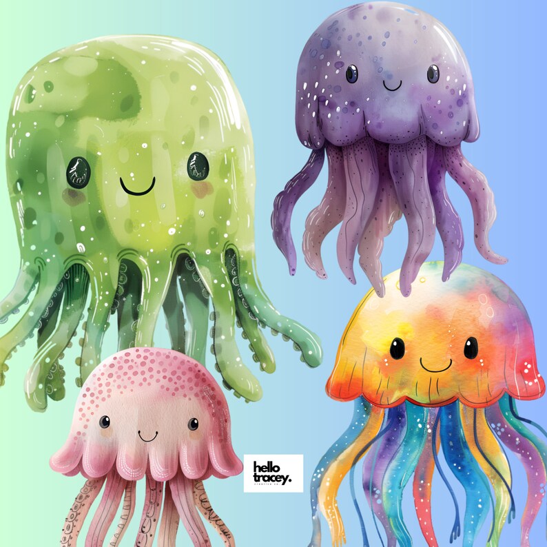 Jellyfish Watercolor Illustration PNG Clipart, Under the Sea Themed ...