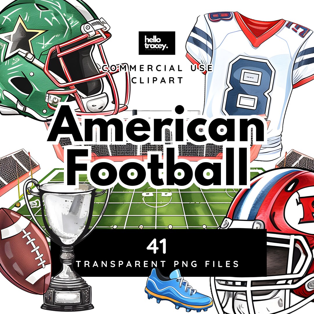 American Football Clipart Pack, Watercolor Clip Art for Personal or ...