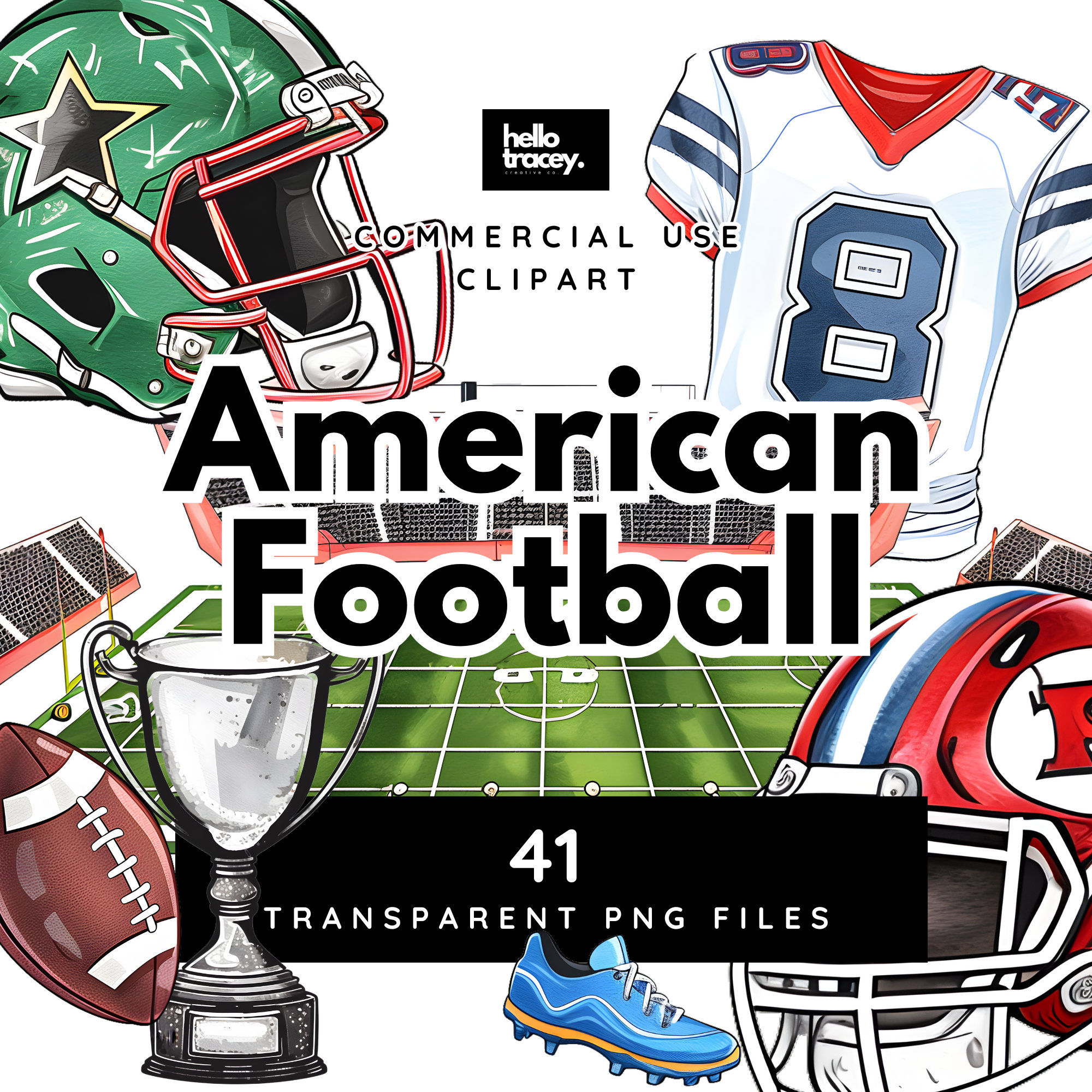 American Football Clipart Pack, Watercolor Clip Art for Personal or ...