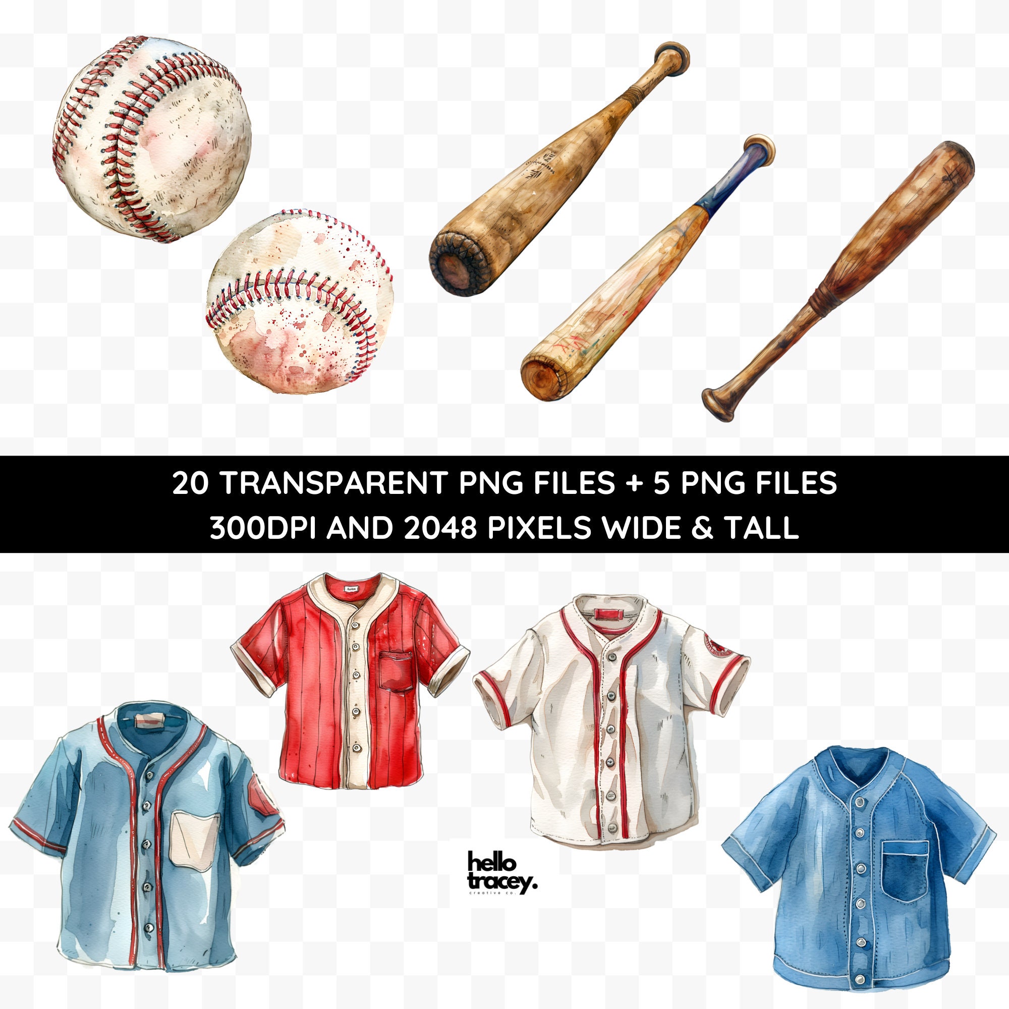 Baseball Clipart Pack, Watercolor Clip Art for Personal or Commercial ...