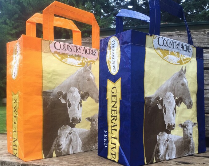 Recycled Feed Sack Totes - Etsy