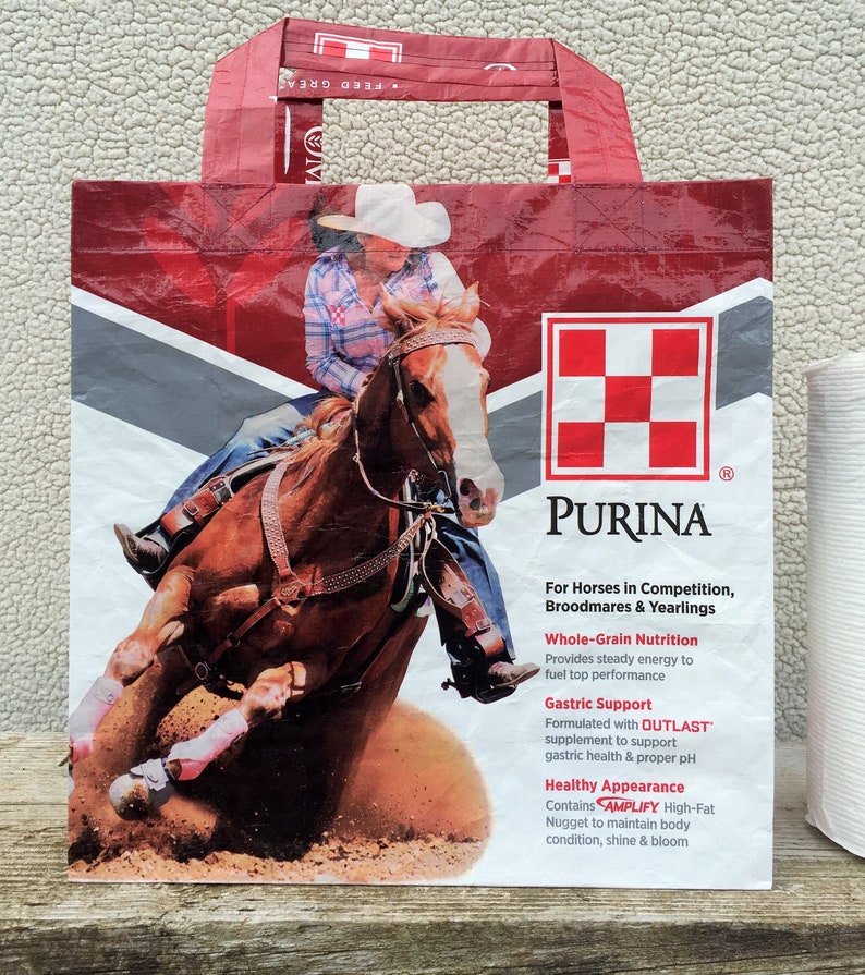 Recycled Feed Bag Tote, Reusable Tote Bag, Grocery Tote, Recycled ...