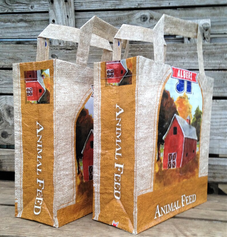 Feed Bag Tote, Reusable Tote Bag, Grocery Bag, Recycled Shopping Bag ...