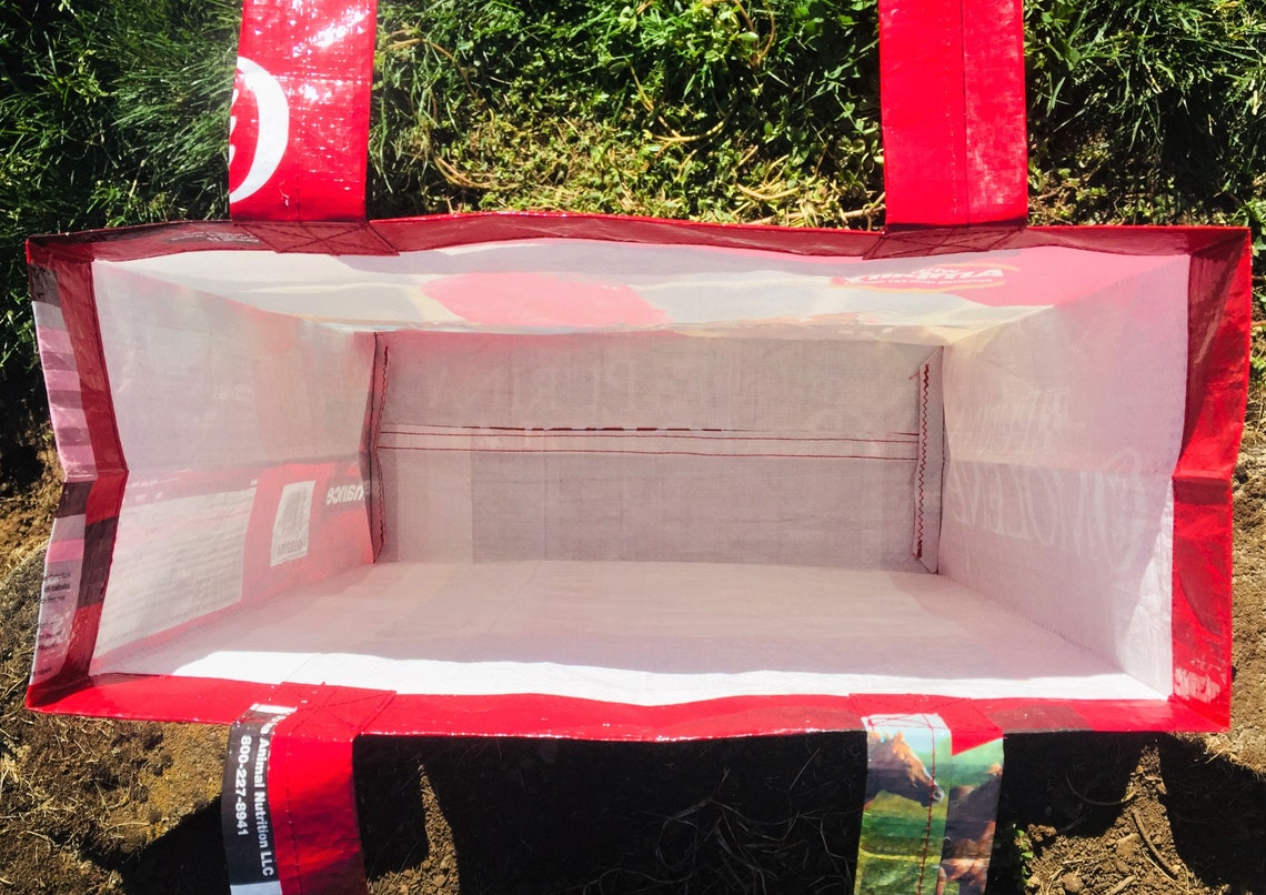 Recycled Feed Bag Tote reusable tote bag grocery tote | Etsy