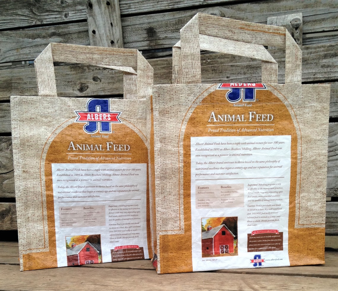 Feed Bag Tote, Reusable Tote Bag, Grocery Bag, Recycled Shopping Bag ...