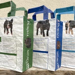 Recycled Feed Bag Tote, Reusable Tote Bag, Grocery Tote, Recycled ...