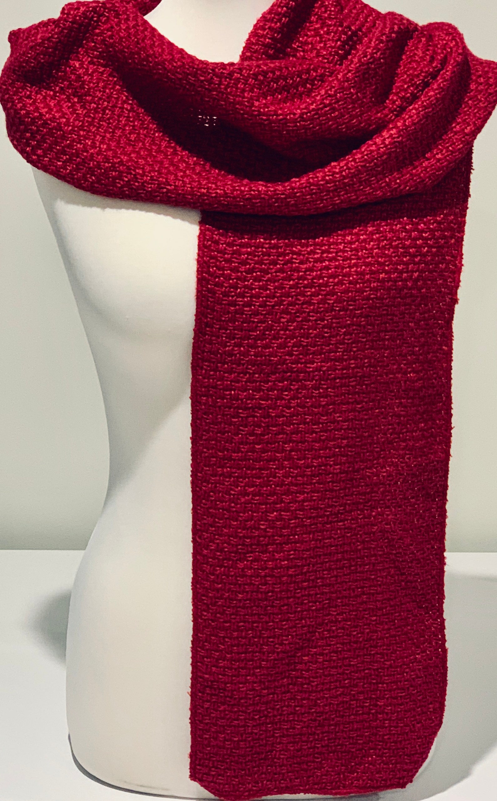 Wool Cashmere Alpaca Boucle Knit Fabric Scarf Crimson | Etsy