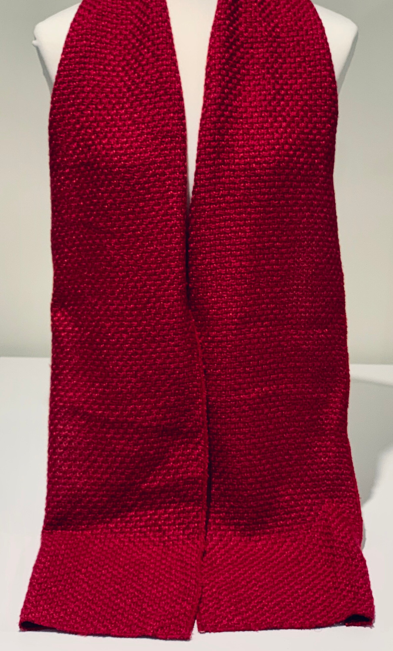 Wool Cashmere Alpaca Boucle Knit Fabric Scarf Crimson - Etsy