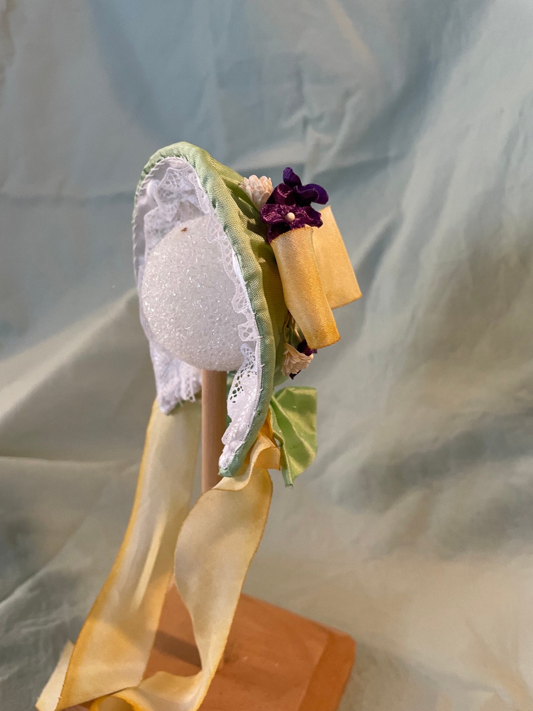 1860s Antique Doll Bonnet Yellow and Pastel Green - Etsy