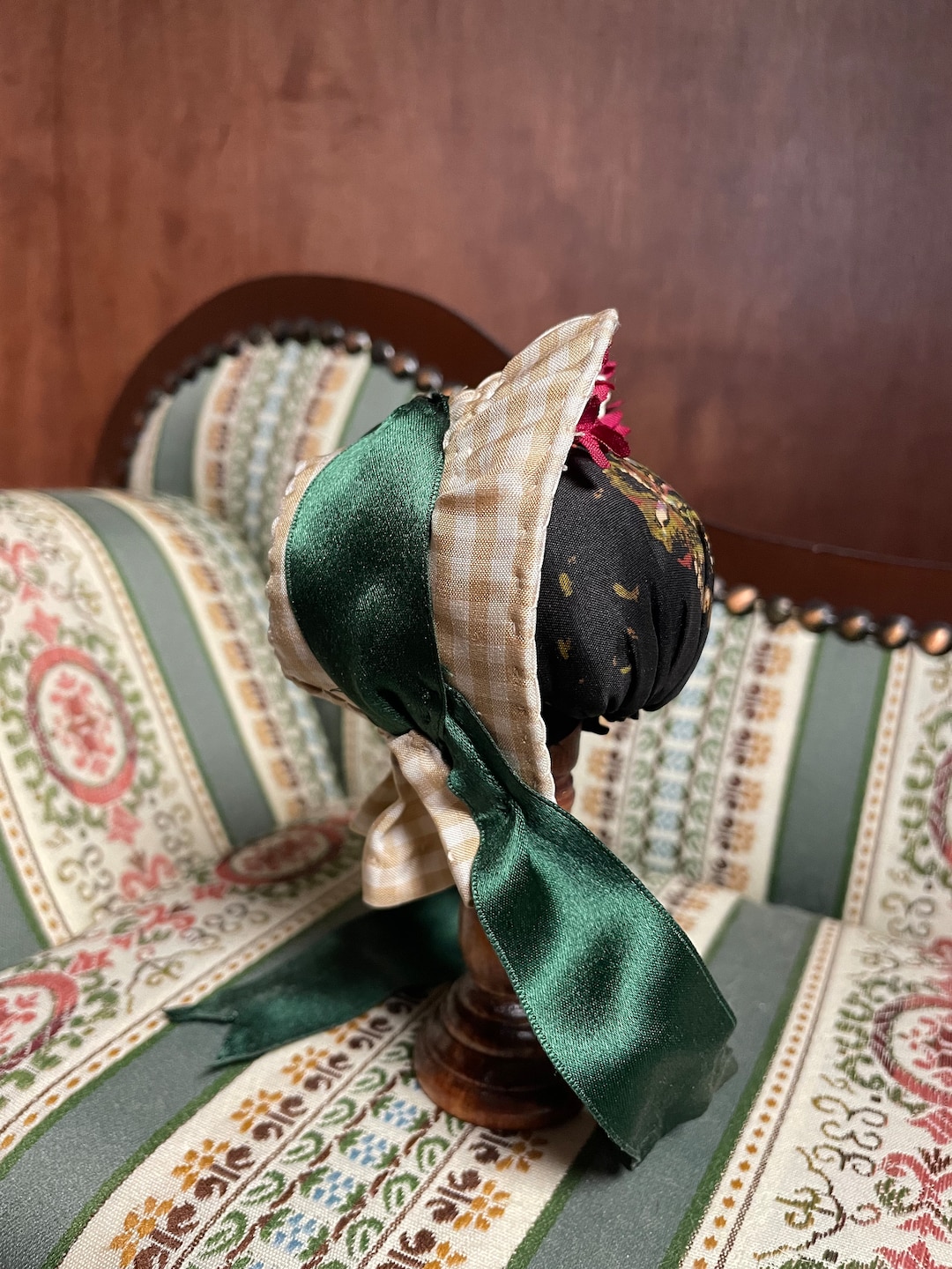 1860s Antique Doll Bonnet Tan and Green - Etsy