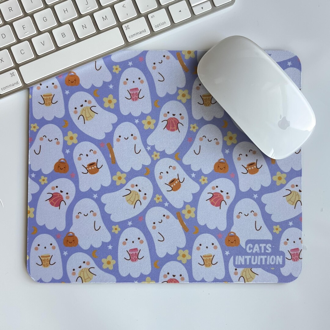 Cafe Y Pan Dulce Ghosts (light Purple) - Mouse Pad | Computer Room Decor | Novelty Gift ...