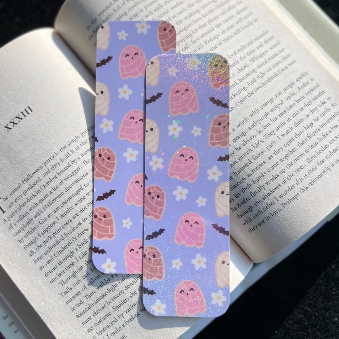 Concha Ghosts Laminated Bookmark Spooky Cute Glitter Bookmark Gift for ...