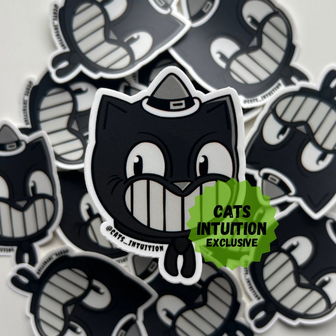 Vintage Carnival Cat blk/wht Sticker - Etsy