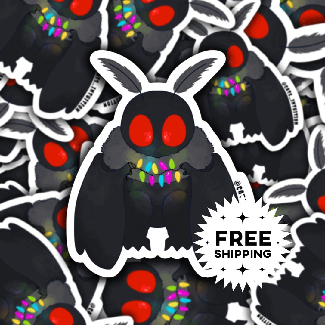 Mothman Sticker Mothman in Love With Lights Stickers for Cryptid Lovers ...