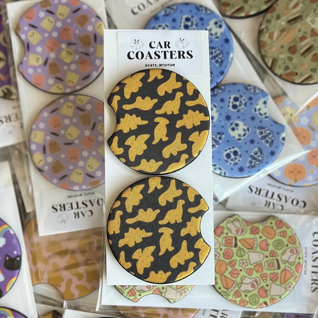 Dino Nuggies - Car Coasters (black) | Car Decor | Novelty Gift ...