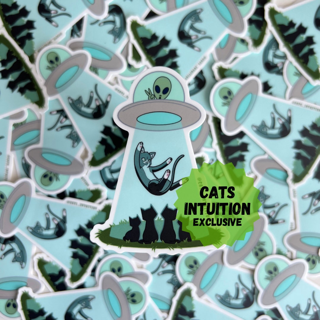 Cthulhu Abducted by Aliens - Sticker | Tuxedo Cat Sticker | Gift for ...