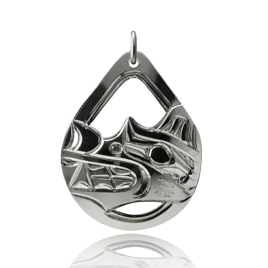 Wolf Pendant, Drop Shape in Sterling Silver, Hand Engraved by First ...
