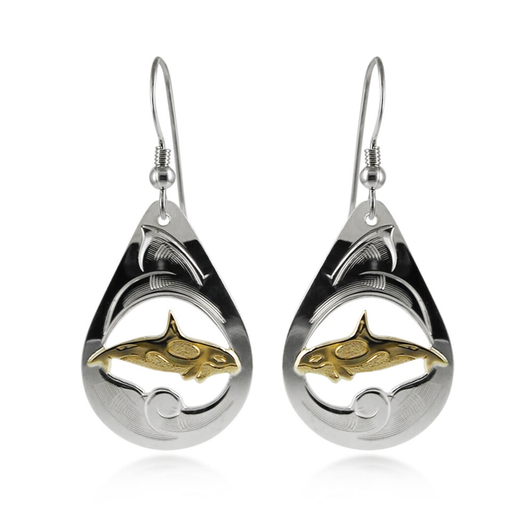 Orca Ohrringe in Gold und Silber ausgeschnitten Hand - Etsy.de