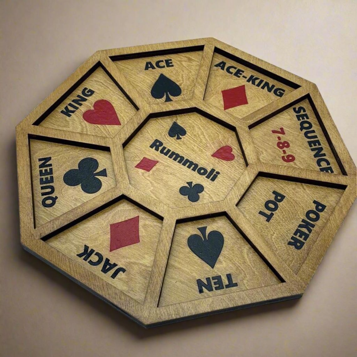 Handcrafted 51cm Rummoli Board Game - Baltic Birch Wood - Rotating Lazy ...