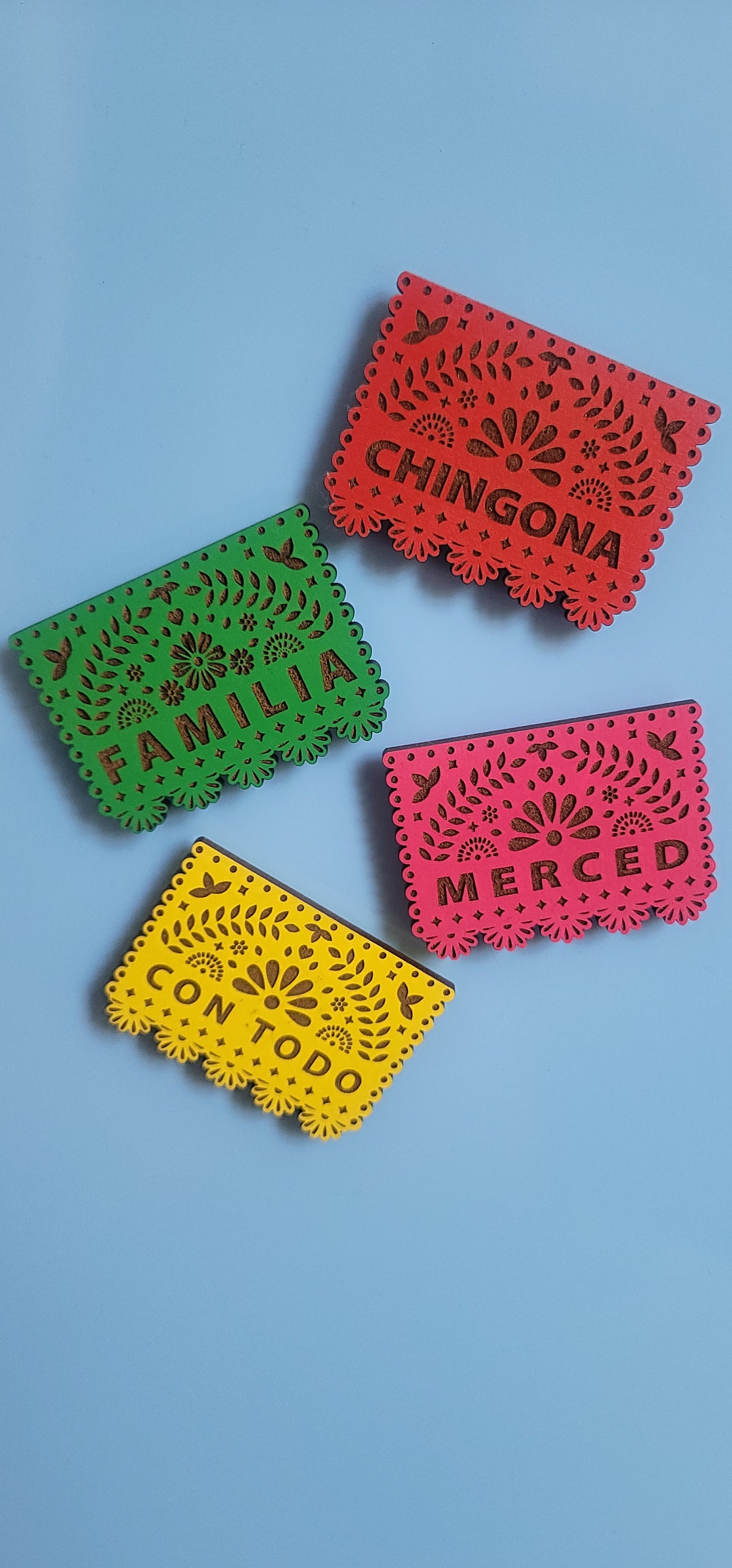 Papel Picado Wooden Painted Custom Name Magnets - Etsy