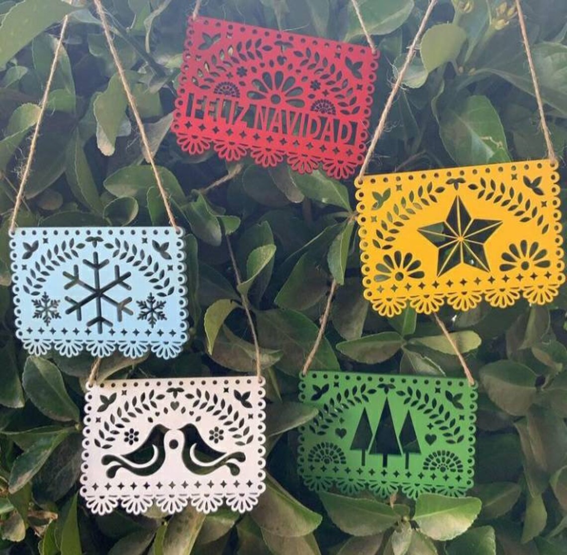 Papel Picado Wooden Christmas Mexican Themed Wood Ornaments - Etsy